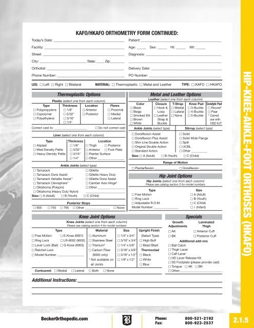 KAFO/HKAFO ORTHOMETRY FOR