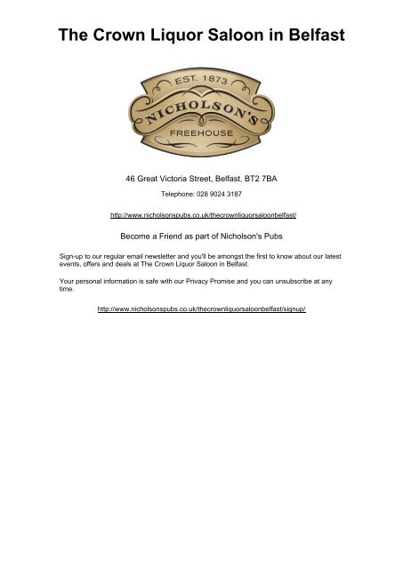 View our Main Food Menu - Nicholson's Pubs