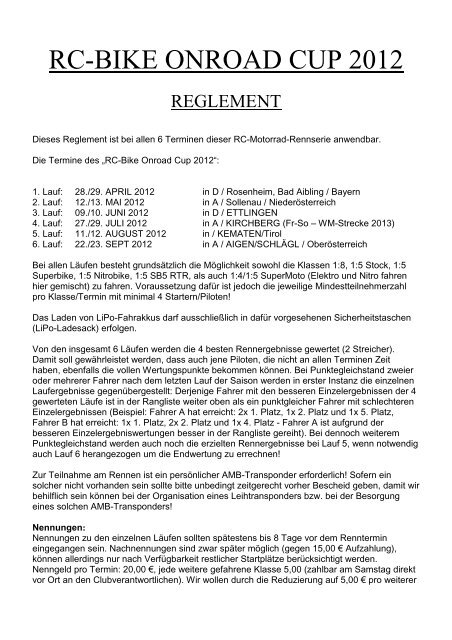 RC-BIKE ONROAD CUP 2012 - RC race pro