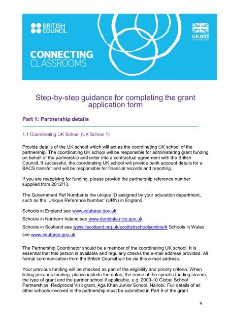 Guidance to completing the application form - British Council ...