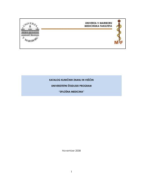 Katalog znanj in veščin - Faculty of Medicine University of Maribor ...