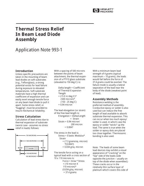 Thermal Stress Relief In Beam Lead Diode Assembly Application ...