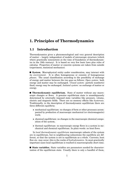 1. Principles of Thermodynamics - Student Projects in Nuclear Physics