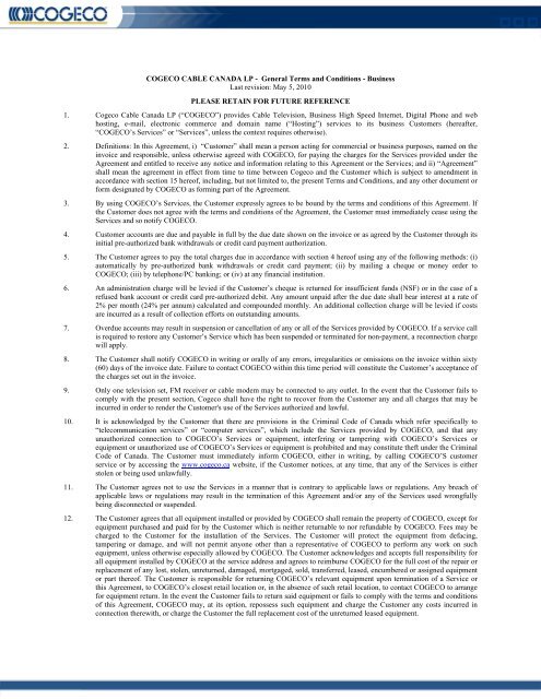 please retain for future reference - Cogeco