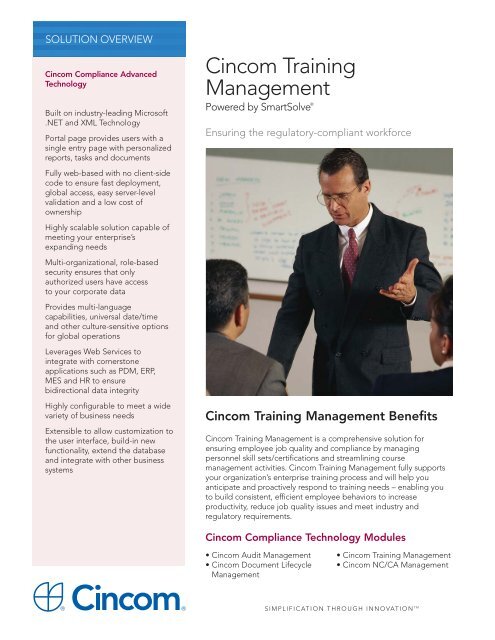 Cincom Training Management Benefits