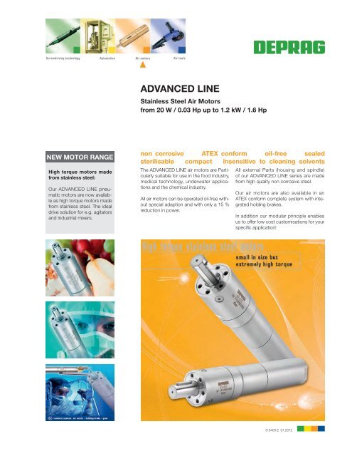 High torque stainless steel motors - deprag