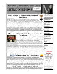 METRO ONE NEWS - Metro One Loss Prevention Services Group