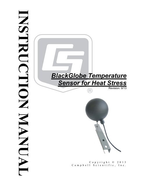 Black Globe Temperature Sensor for Heat Stress Instruction Manual