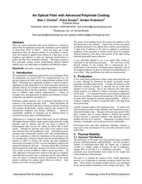 2012: An Optical Fiber with Advanced Polyimide Coating - the IWCS ...