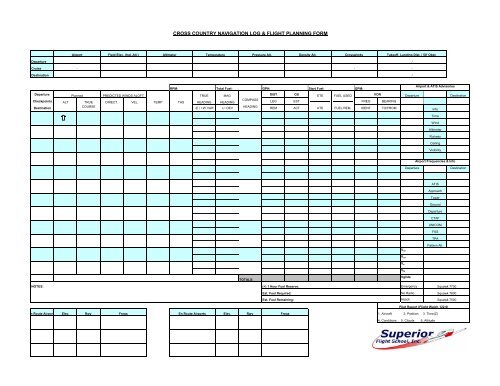 cross country navigation log & flight planning form - Superior Flight ...