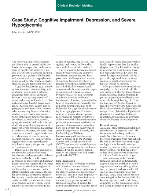 Case Study: Cognitive Impairment, Depression, and Severe ...