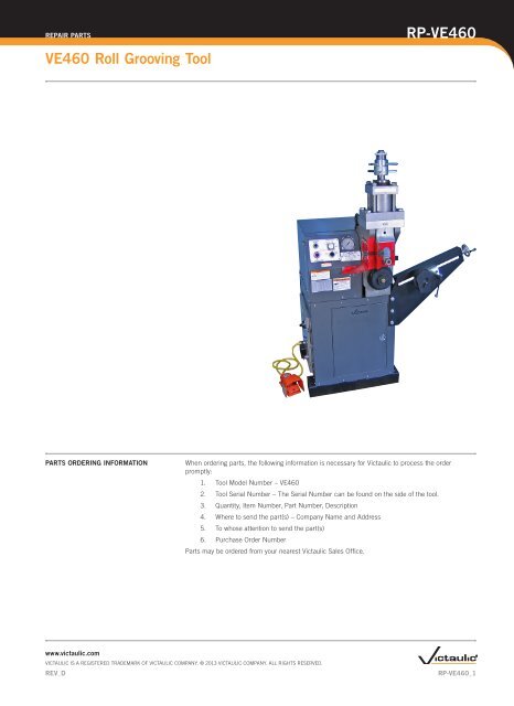 VE460 Roll Grooving Tool RP-VE460 - Victaulic