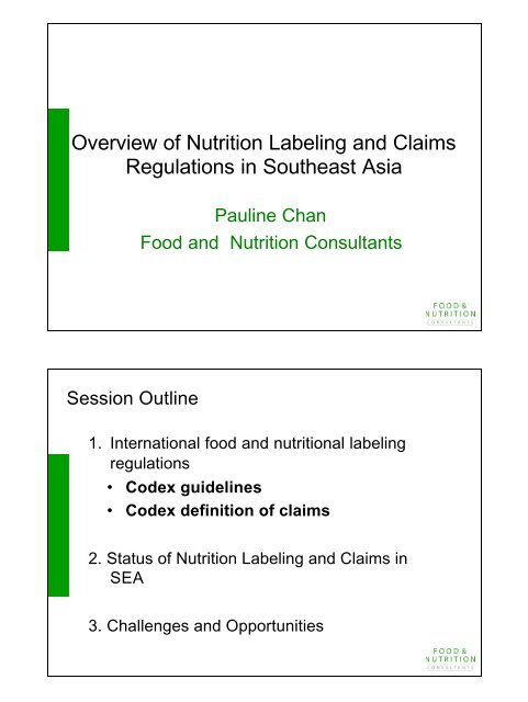 Overview Of Nutrition Labeling And Claims Regulations In