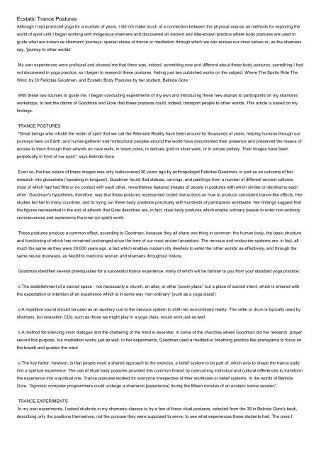 Ecstatic Trance Postures - Motivational Magic