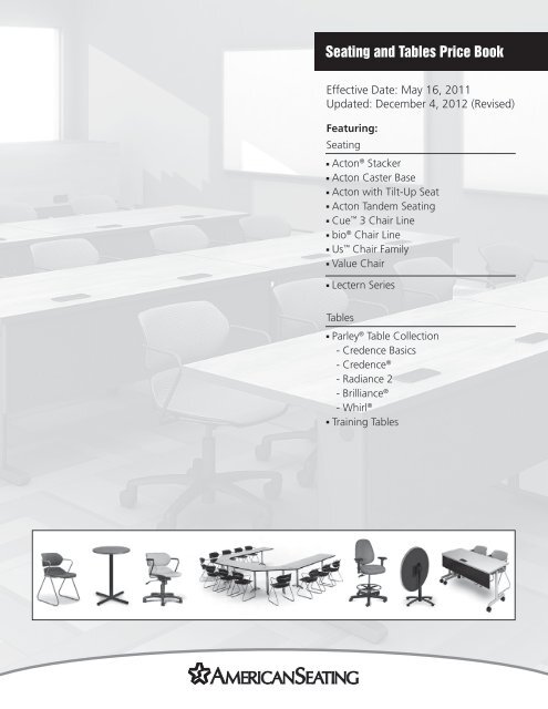 Seating and Tables Price Book - American Seating