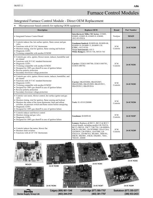 Furnace Control Modules - Davies Supply Group Ltd.