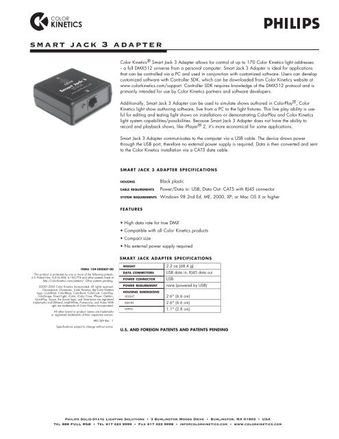 smart jack 3 adapter - Color Kinetics