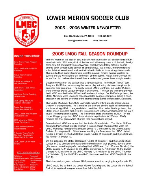 2005 - 2006 Winter Newsletter - Lower Merion Soccer Club
