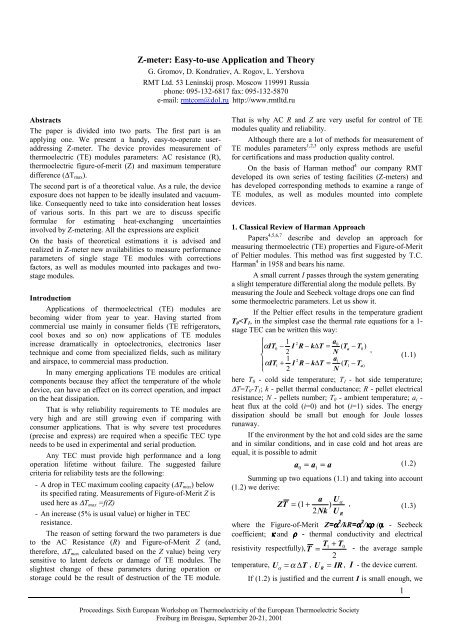 Z-meter: Easy-to-use Application and Theory - RMT Ltd