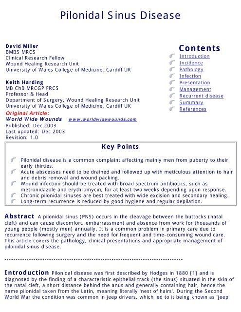 Wound Healing Research Unit - Pilonidal Disease