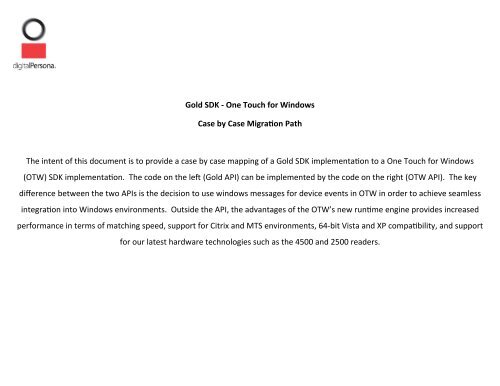 Gold Sdk To One Touch For Windows Sdk 1 6 1 Digitalpersona