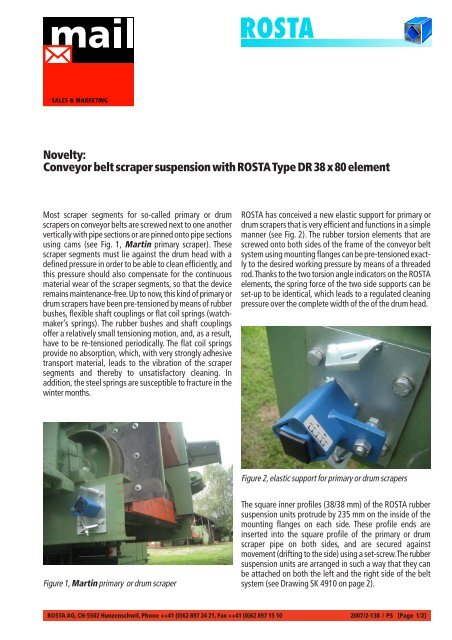 Novelty: Conveyor belt scraper suspension with ... - ROSTA Inc.