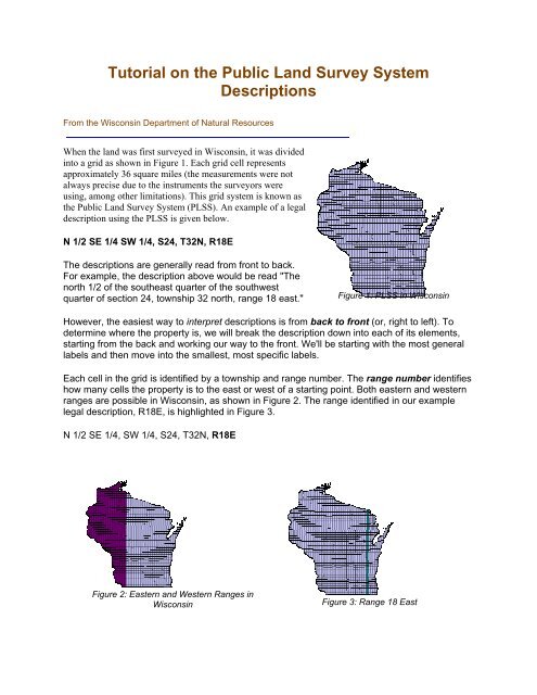 Tutorial on the Public Land Survey System Descriptions