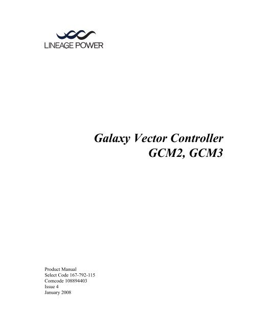 Galaxy Vector Controller GCM2, GCM3 - Lineage Power
