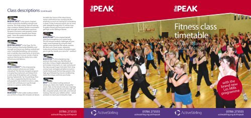 Fitness class timetable - The Peak at Stirling Sports Village