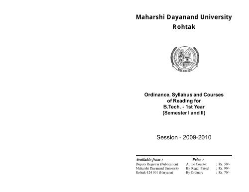 B.Tech 1st & 2nd Sem - MDU, Rohtak