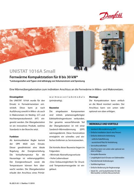 UNISTAT 1016A Small - FernwÃ¤rme-Komponenten - Danfoss GmbH