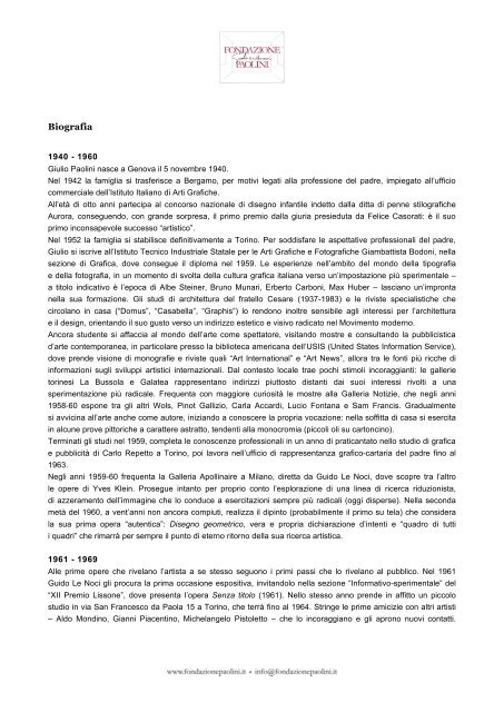 Biografia - Fondazione Giulio e Anna Paolini