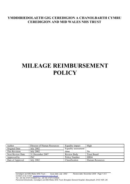 Mileage Reimbursement Policy mileage-reimbursement-policy