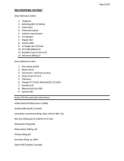Neutropenic Precautions