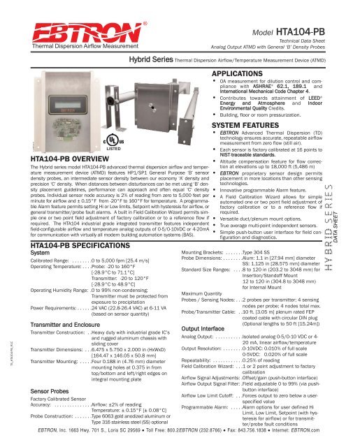 Model HTA104-PB H Y B R ID SERIES - Ebtron