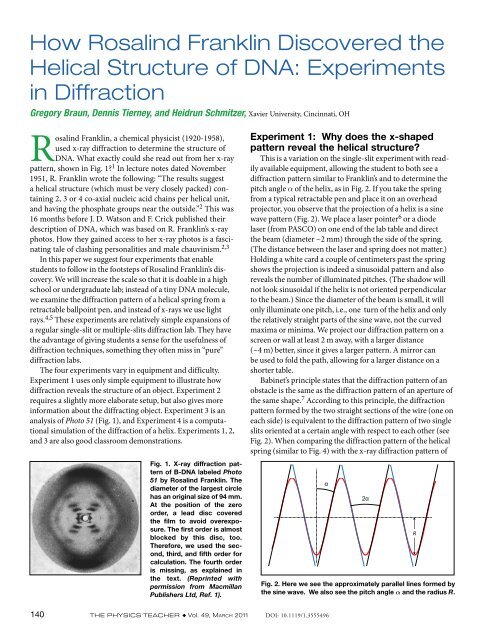 How Rosalind Franklin Discovered the Helical Structure of DNA ...