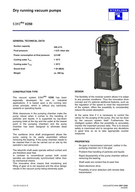 Dry running vacuum pumps