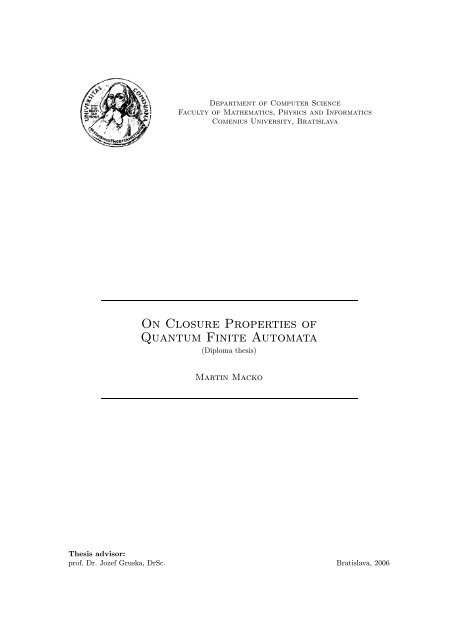 On Closure Properties of Quantum Finite Automata