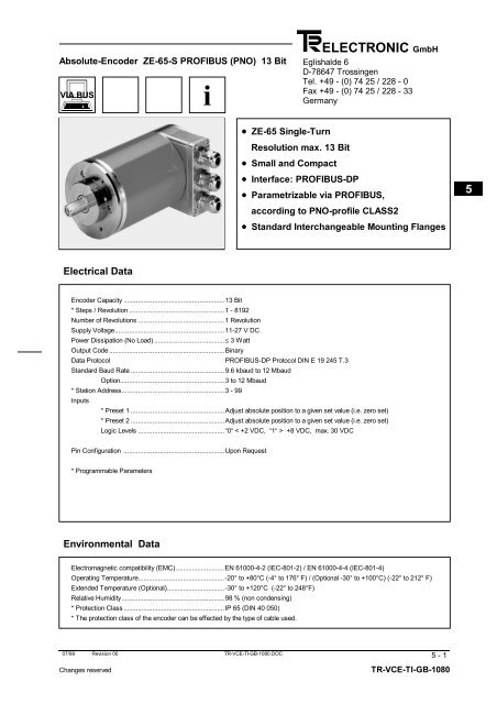 Profibus Class 2 (13 bit) - TR Electronic