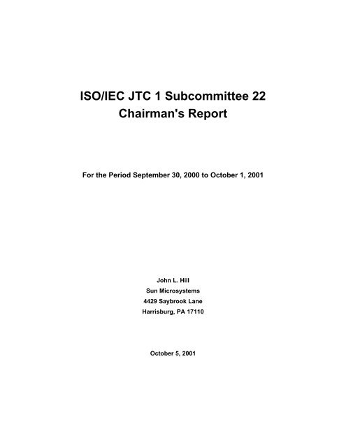 ISO/IEC JTC 1 Subcommittee 22 Chairman's Report - Open-std.org