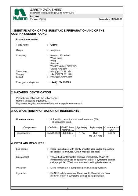 SAFETY DATA SHEET - Nufarm UK
