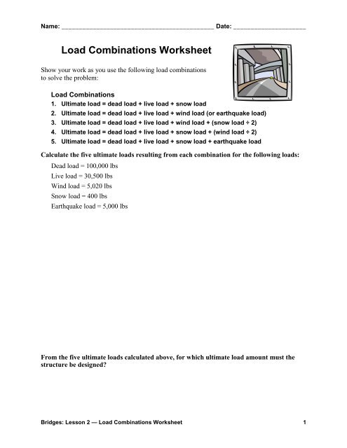 Load Combinations Worksheet (pdf) - Teach Engineering