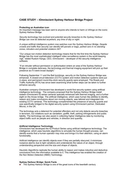 Case Study â Iomniscient Sydney Harbour Bridge Project