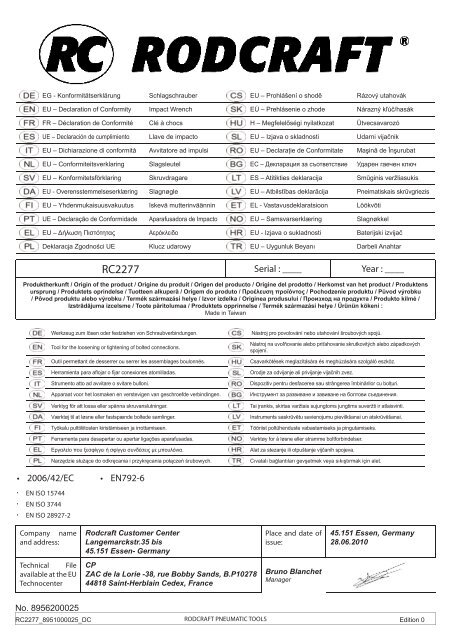 RC2277 - RODCRAFT Pneumatic Tools