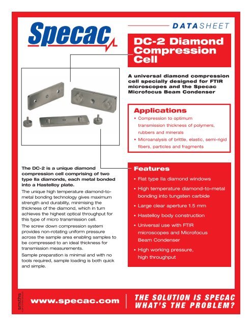 DATA SHEET DC-2 Diamond Compression Cell - Madatec DATA SHEET DC-2 Diamond Compression Cell - Madatec