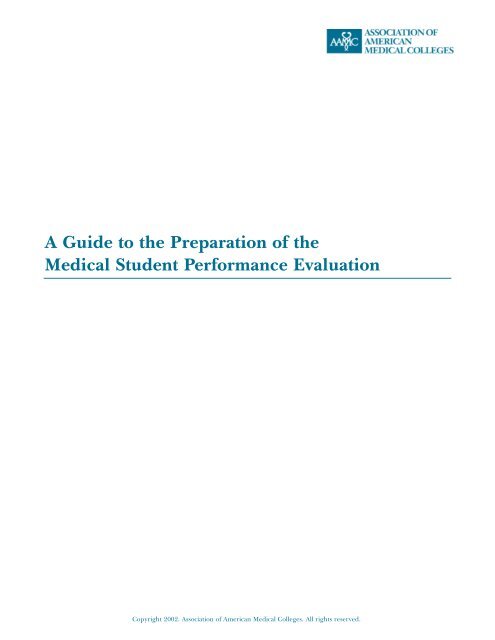A Guide to the Preparation of the Medical Student Performance ...