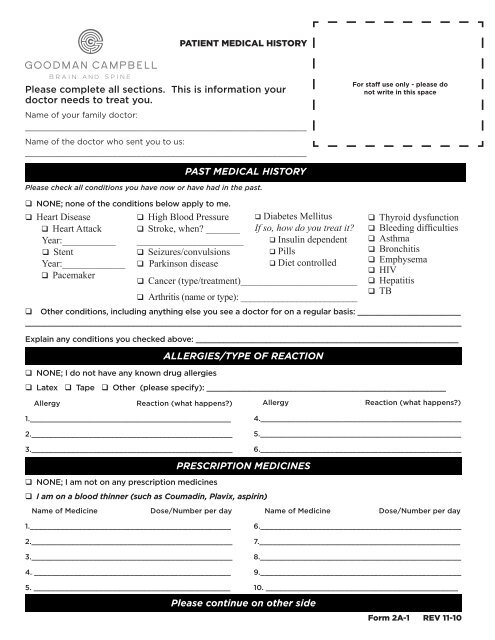 patient medical history