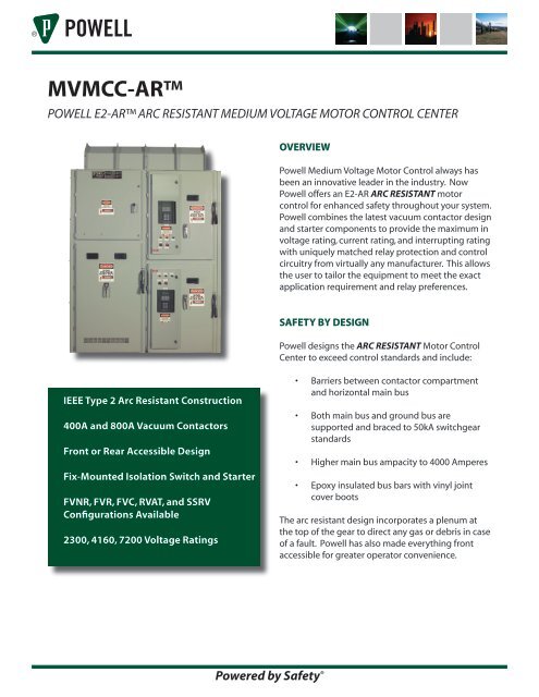 MVMCC-AR Arc Resistant Medium Voltage Motor Control - Powell ...