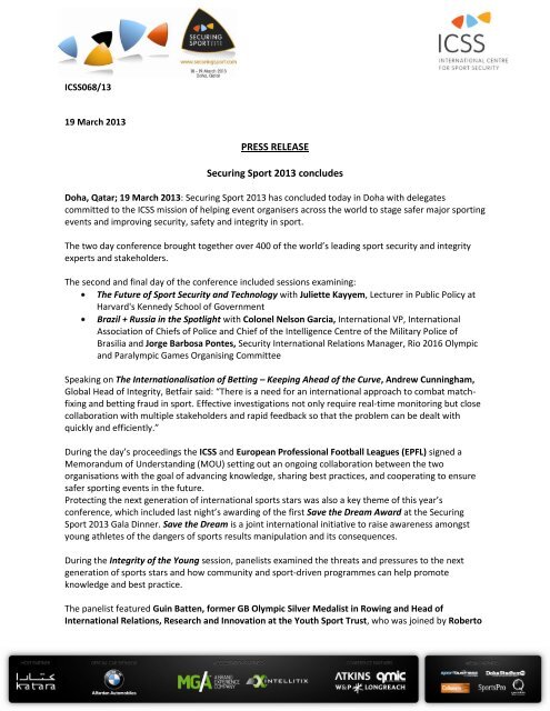 Download Document ( 583 kB ) - ICSS International Centre for Sport ... Download Document ( 583 kB ) - ICSS International Centre for Sport ...