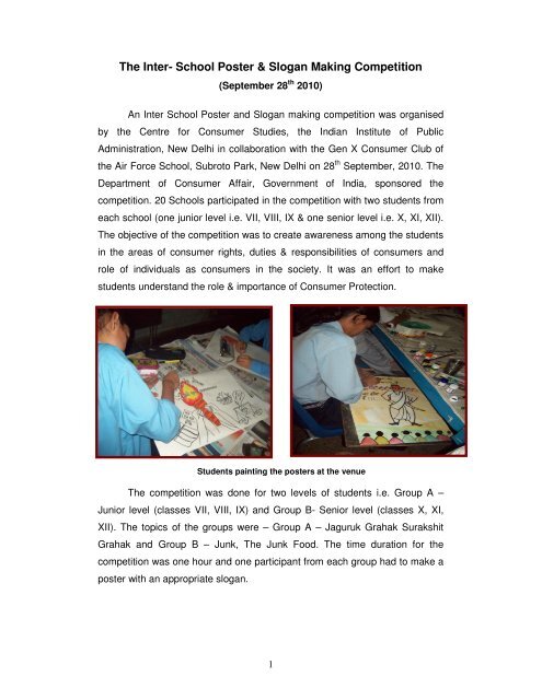 The Inter- School Poster & Slogan Making Competition - Center For ...